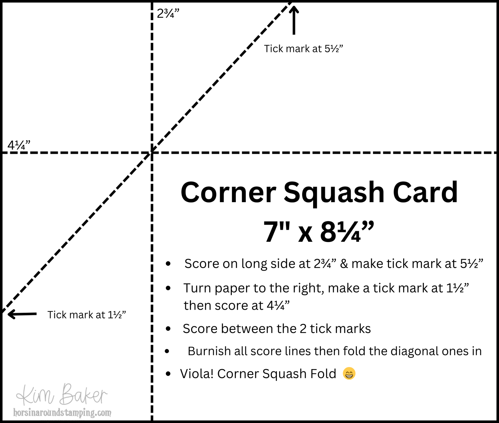 Corner Squash Card with FREE Printable Template - Horsin' Around Stamping
